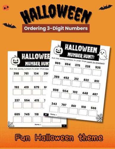Ordering 3-Digit Numbers | Halloween Math Worksheets | TPT