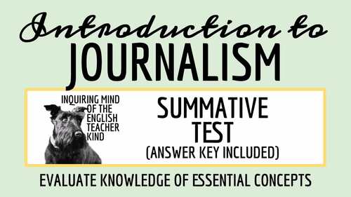 Introduction to Journalism Test and Answer Key for High School (Mass Media)