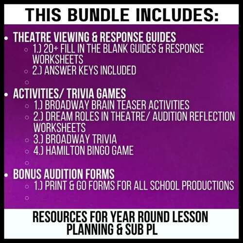 High School Complete Theatre Bundle - Guides, Games, Activities & Sub Plans