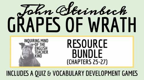 The Grapes of Wrath Quiz and Vocabulary Games Bundle (Chapters 25-27 ...