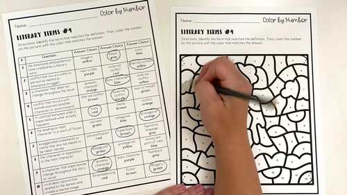 Literary Terms Color by Number Worksheets Coloring Activity by ...