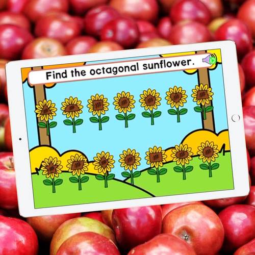 Find the octagon with audio | Autumn shapes BOOM CARDS | TPT