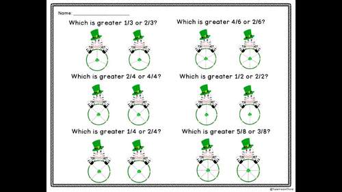 St. Patrick's Day Fractions | Comparing Fractions by Talented in Third
