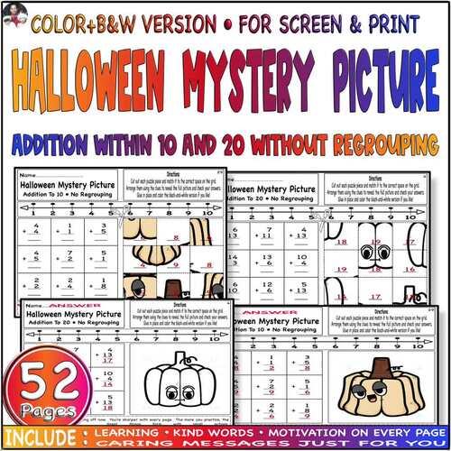 Addition within 10, 20 Without Regrouping on Number line | Halloween ...