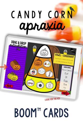 Fall Candy Corn Apraxia Worksheets: CVC, CVCV, CV, VC | Halloween Speech