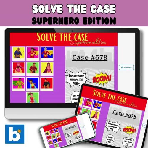 Superhero mystery game | Boom cards | Problem solving activity | Solve It