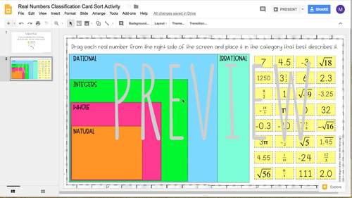 Real Number System Classification Digital and Print Card Sort for ...