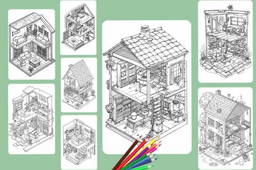 Cute Home Cross Section Coloring Pages by Digital Study | TPT