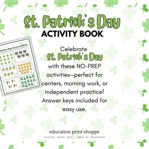 St. Patrick's Day Activities NO PREP Packet Math, ELA, Crafts Answer ...
