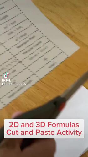 2D and 3D Geometry Shape Formulas Hands-On Practice Cut-and-Paste Activity