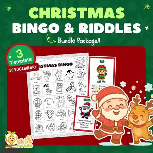 Christmas Bingo & Riddles Bundle | Vocabulary, Picture Cards & Holiday ...