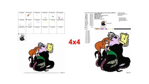 Disney's Ariel and Ursula iconic contract scene embroidery designs ...