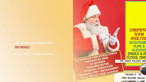 THE CHRISTMAS SONG ANALYSIS SCAVENGER HUNT & QUIZZES by The Angry ...