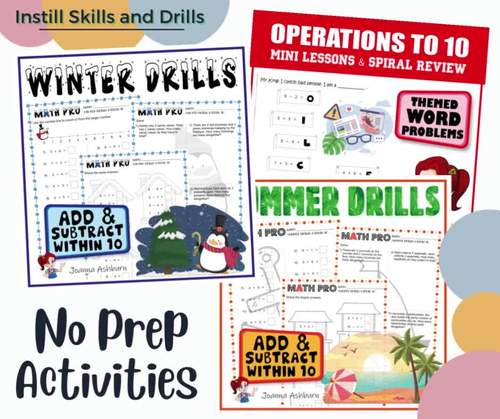 Add and Subtract within 10 All Year Round Seasonal Practice Worksheets ...