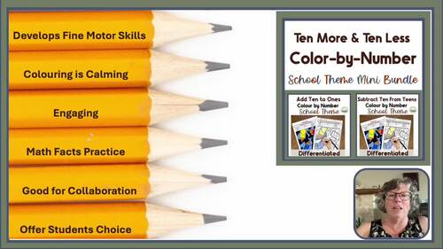 Ten More, Ten Less Color-by-Code Math BUNDLE | Back-to-School & School ...