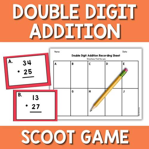 Double Digit Addition Scoot Game With & Without Regrouping Mix Center ...