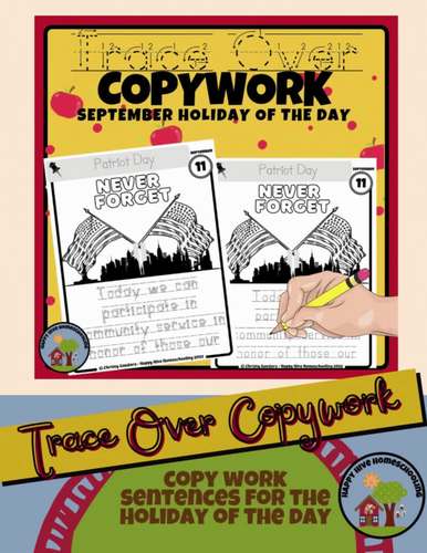 September Copywork Handwriting Practice TRACE OVER by Happy Hive ...