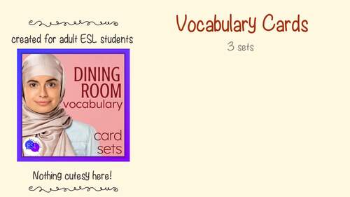 Dining Room Home Vocabulary Card Sets for Adult ESL by Rike Neville