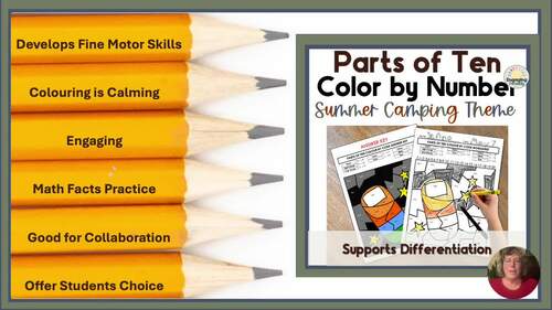 Camping Differentiated Parts of Ten Color by Number to Add & Subtract ...