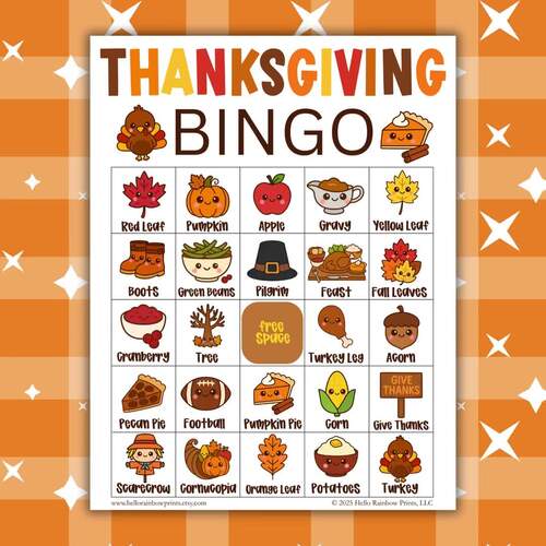 Thanksgiving Turkey BINGO Game, Thankful Classroom Bingo Group Activity