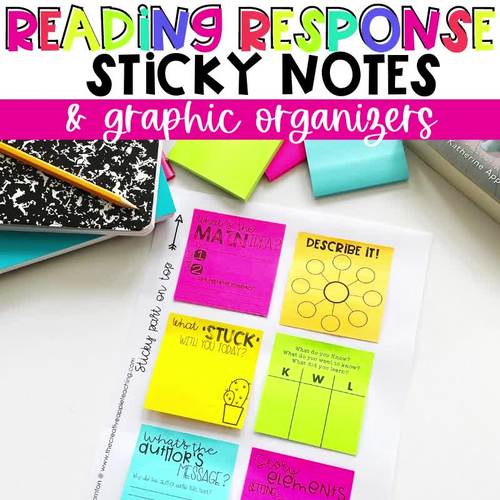 Printable & Digital Sticky Notes- Reading Response and Graphic Organizers