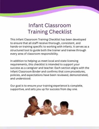 Training and Orientation Checklist for the Infant Classroom by Admin 4 You