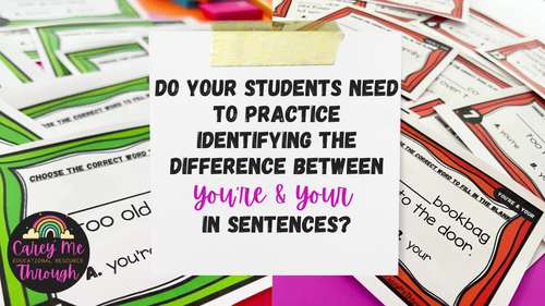 Homophone Grammar Task Cards | Literacy Center | Grammar Activity