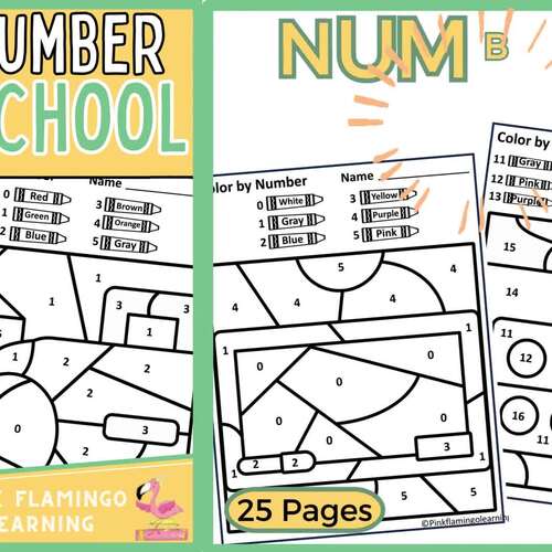 Back to School Color by Numbers 0-20 Worksheets Color by Code | TPT