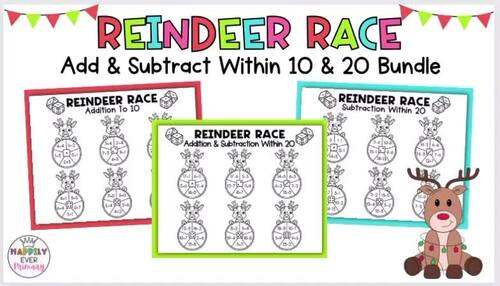 Christmas Roll and Race Dice Games - Addition and Subtraction Within 10 ...