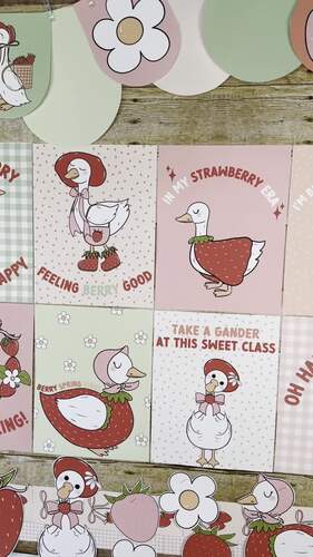 Spring Strawberry Goose Classroom Posters | Spring Bulletin Board