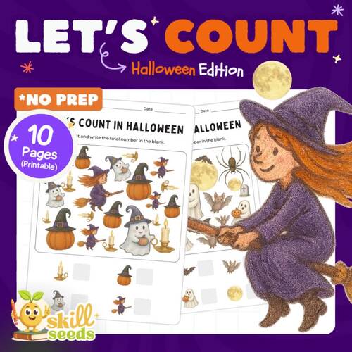 Let’s Count: Halloween Counting Worksheets for Preschool & Kindergarten ...