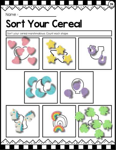 Lucky Charm Math Activities and Graph: Snack & Sort Hands-On Math Stations