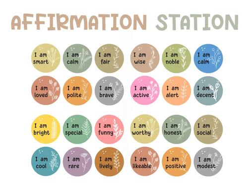 Printable Boho Botanical Positive Student Affirmation Station Labels ...