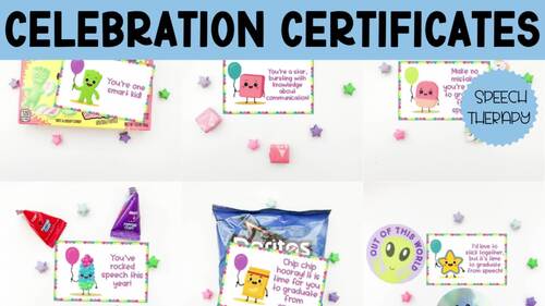End of the Year Speech Therapy Celebration Certificates | Graduation ...