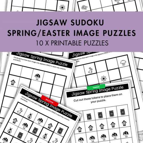 Printable Jigsaw Sudoku-Style Spring|Easter-Themed Image Puzzles – Ages 11+