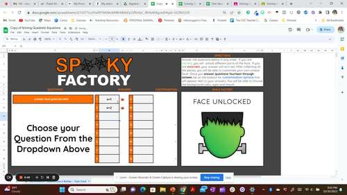 Solving Quadratic Equations Digital&Printable Halloween Activity Algebra 1