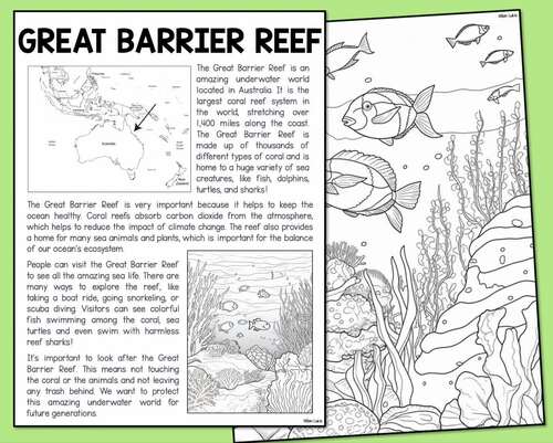 Landmarks of Australia - World Geography Facts & Coloring - Uluru etc ...