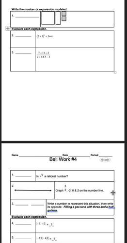 Algebra Bellwork / Warm Up Bundle - 9 Topics (53 total warmups/bellworks)