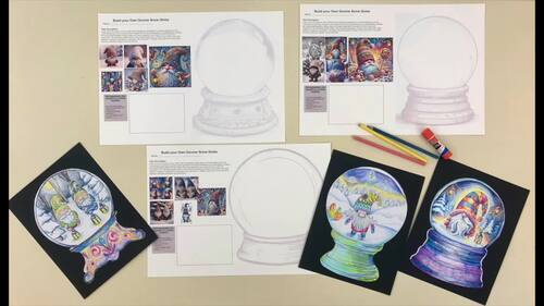 Gnome Snow Globe Winter Art Drawing Lesson by WallerColor | TPT