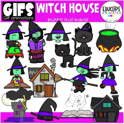 GIFs - WITCH HOUSE - Animated Images - {Educlips} by Educlips Clip Art