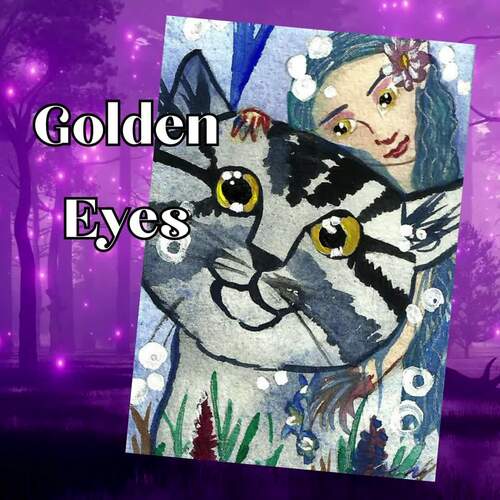 Golden Eyes Cat & Fairy Fantasy Animal Magic Clip Art, Classroom Decor