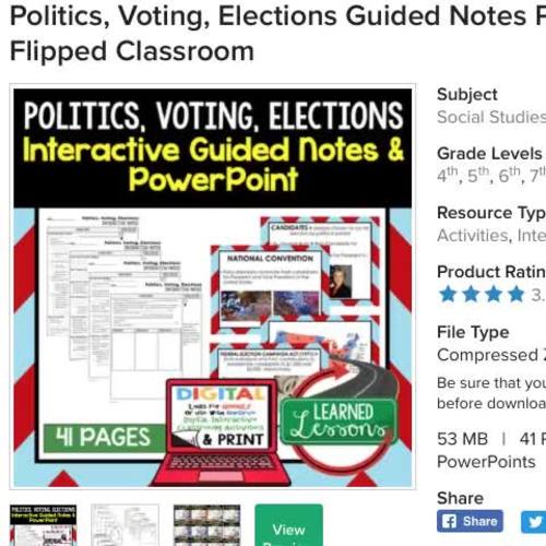 Politics, Voting, Elections Guided Notes PowerPoint, Google Flipped ...