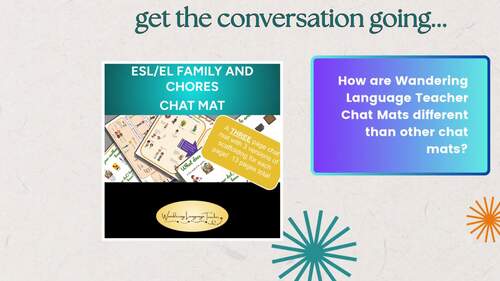 ESL Family, Chores, Activities Chat Mat / EL/ English Chat Mat | TPT
