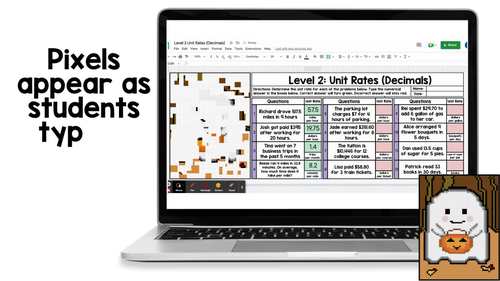 6th Grade Math Fall Digital Pixel Art Bundle | Halloween Math CCSS