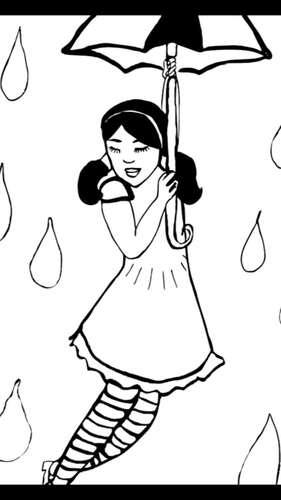 Look I Fly Coloring Page For Kids And Adults Girl Flying With An Umbrella