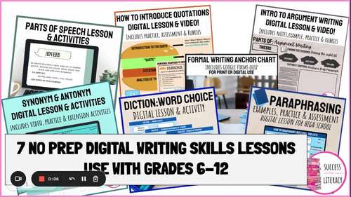 High School Writing Skills Digital Lessons & Activities NO PREP Bundle