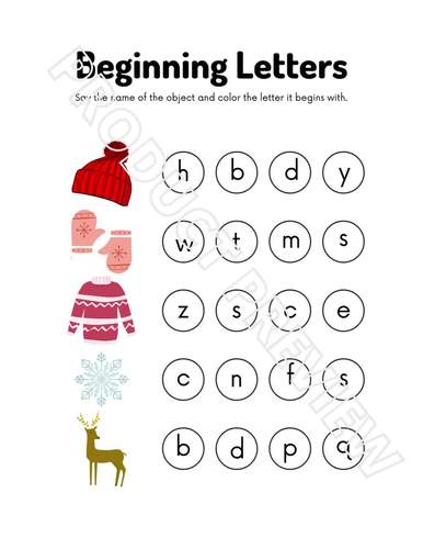 Winter Phonics Packet with Beginning Sounds, Rhyming and More by ...
