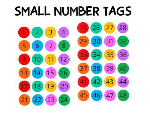 Printable Bright Colorful Small Number Labels, Number Spots,Small ...