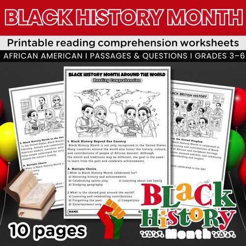 Black History Month Around the World Reading Comprehension Worksheets ...
