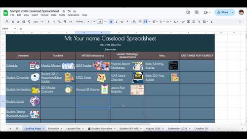 Caseload Spreadsheet for Intervention Specialists K-5 *Updated for 2025 ...